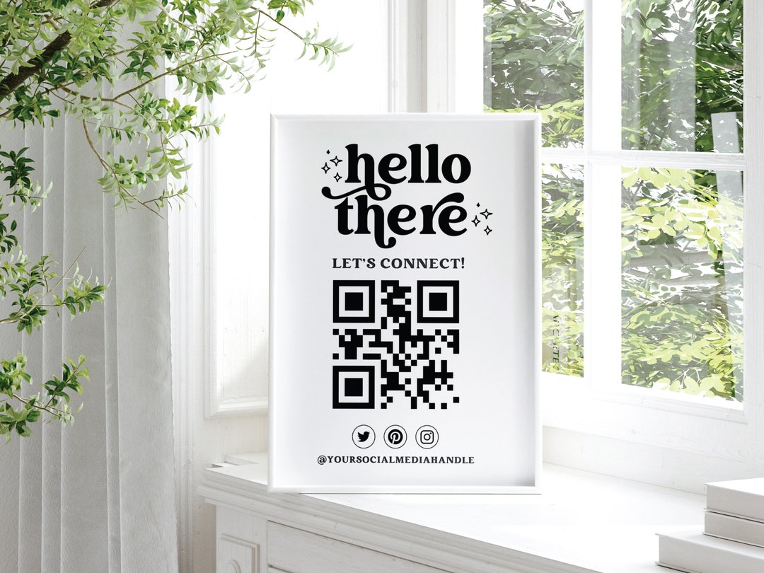 Qr Code Sign | Connect With Us Sign | Editable Social Media Sign ...