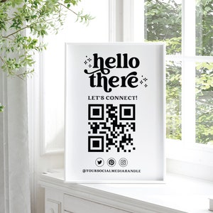 Qr Code Sign | Connect With Us Sign | Editable Social Media Sign ...