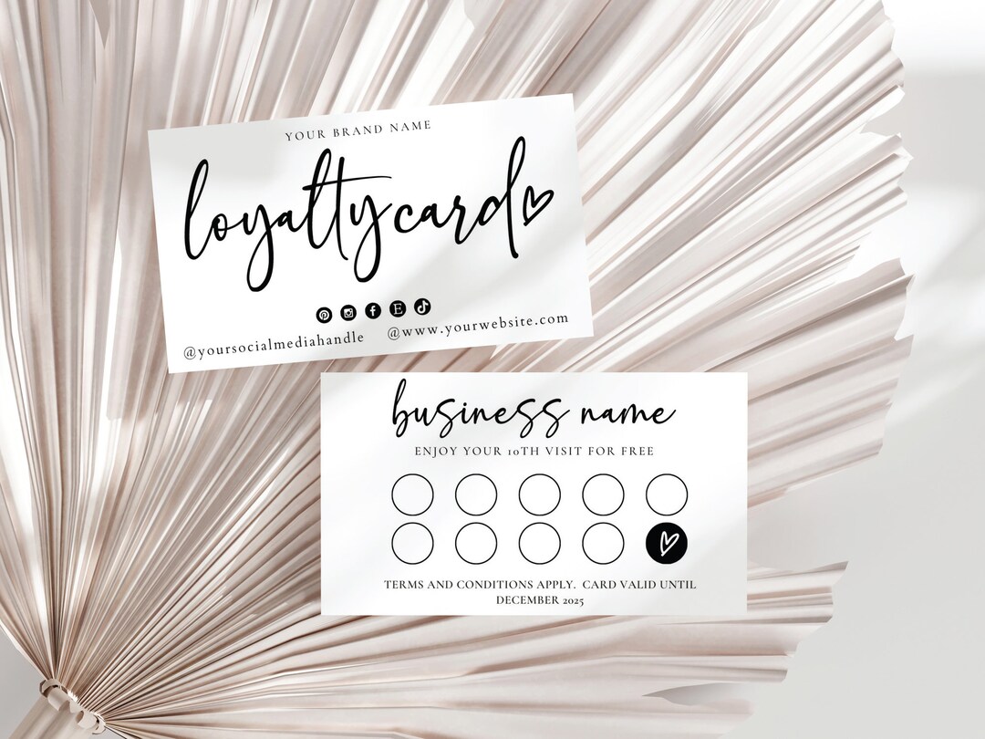 Modern Loyalty Card Template, Instant Download, Minimalist Customer ...