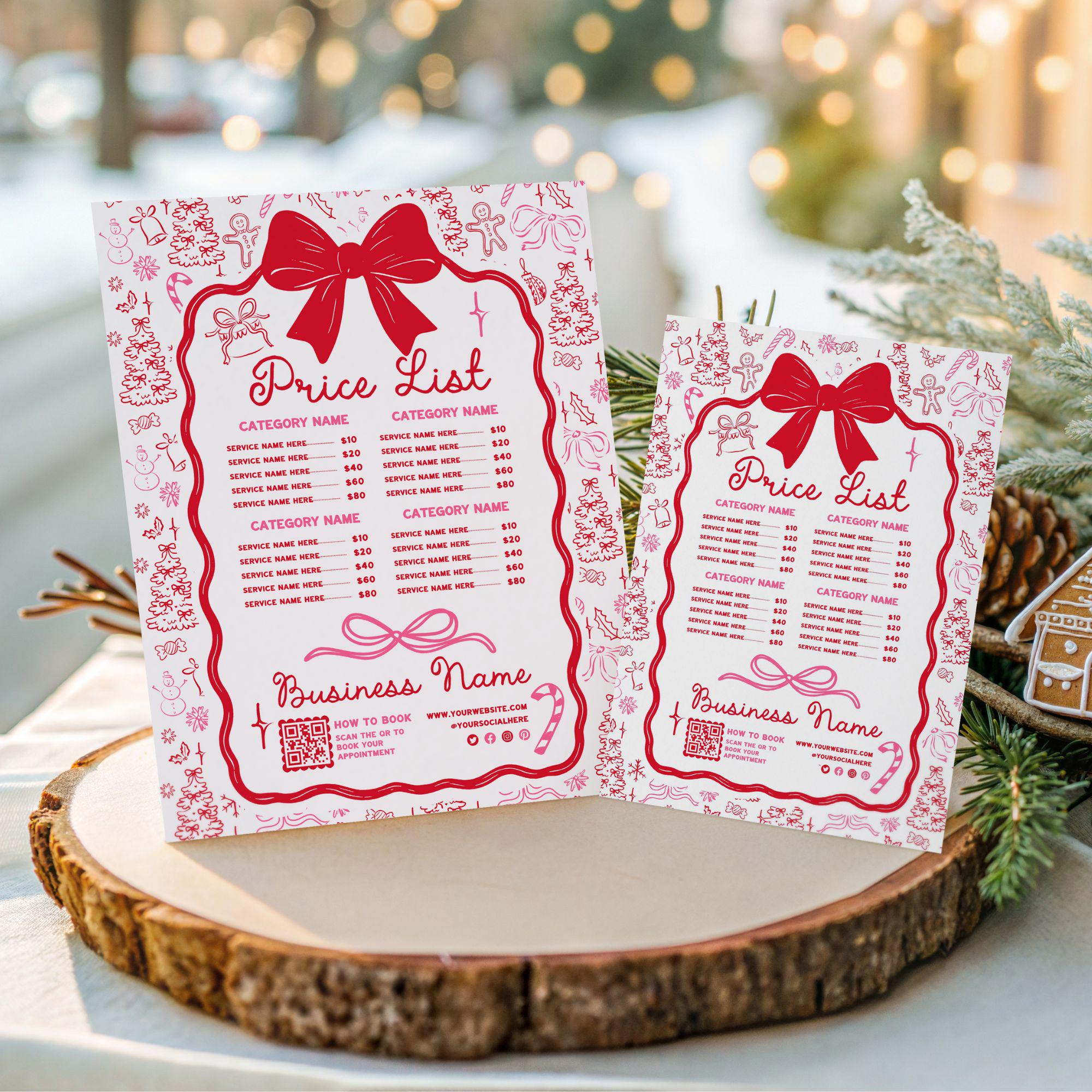 Editable Holiday Price List Template, Christmas Vendor Sign Canva ...