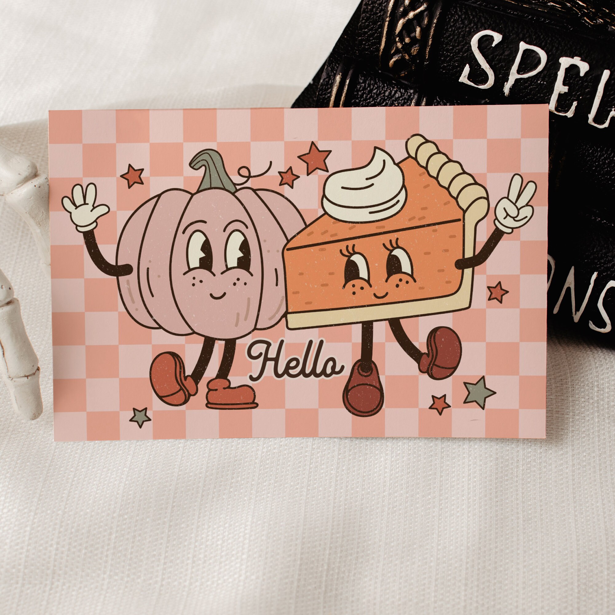 Retro Pumpkin Pie Thank You Card Template, Editable Autumn Business ...