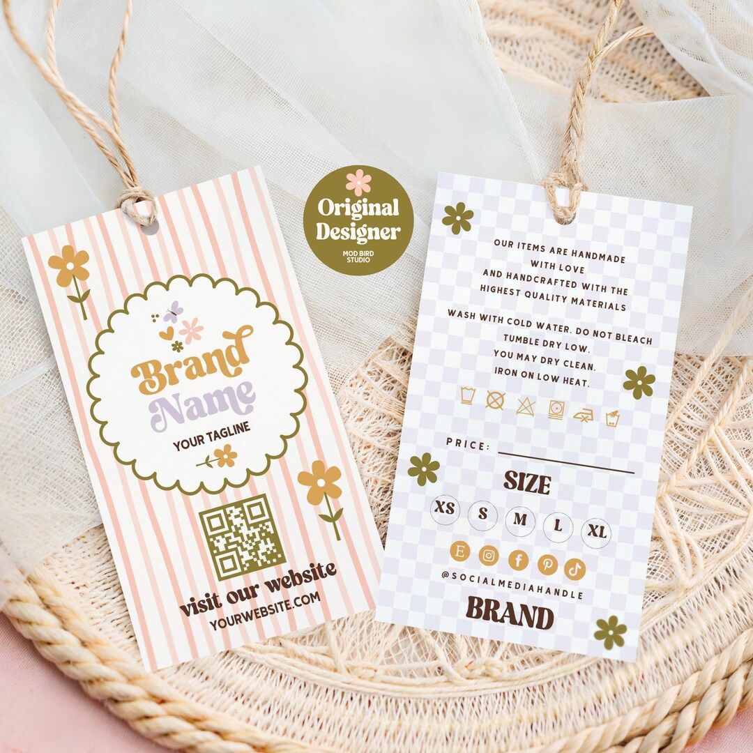 Cottagecore Editable Hang Tag Canva Template, Printable Boutique ...