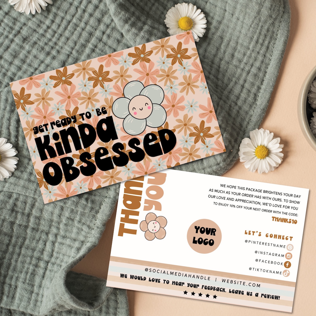Retro Thank You Card Template, Editable Small Business 70s Groovy Thank ...