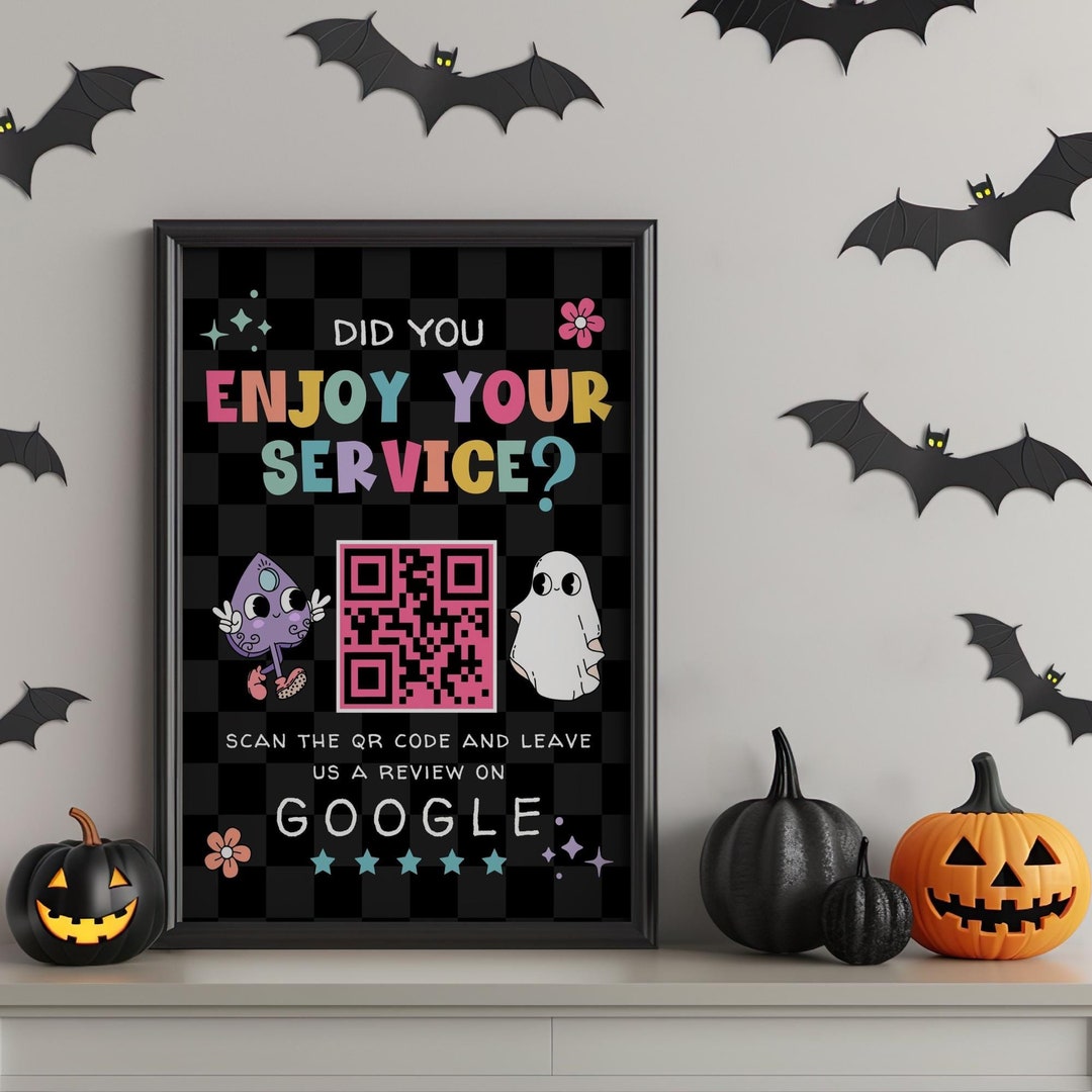 Halloween QR Code Sign Template, Business Review Sign, Small Business ...