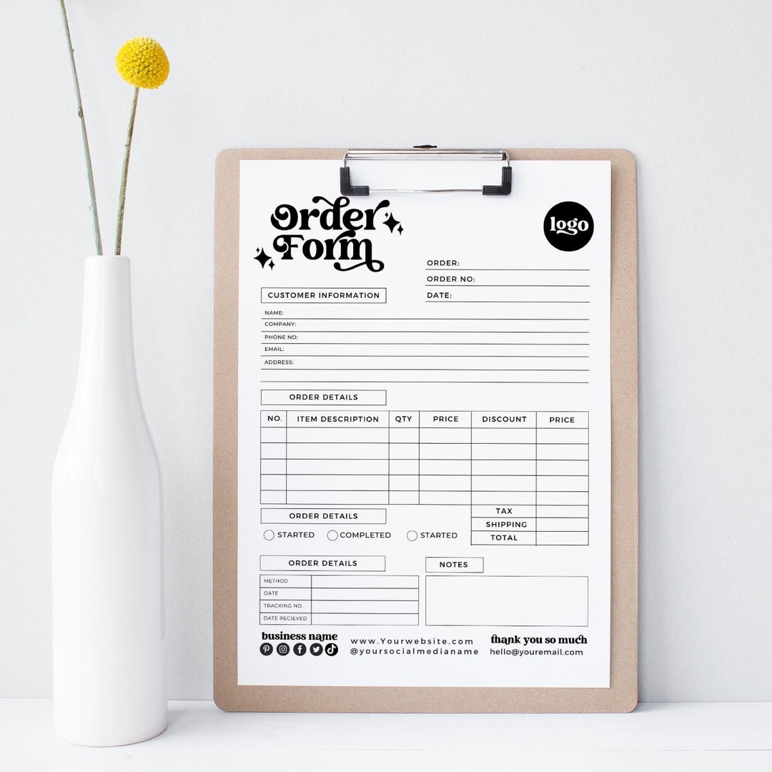 Retro Editable Order Form Canva Template, DIY Small Business Forms ...