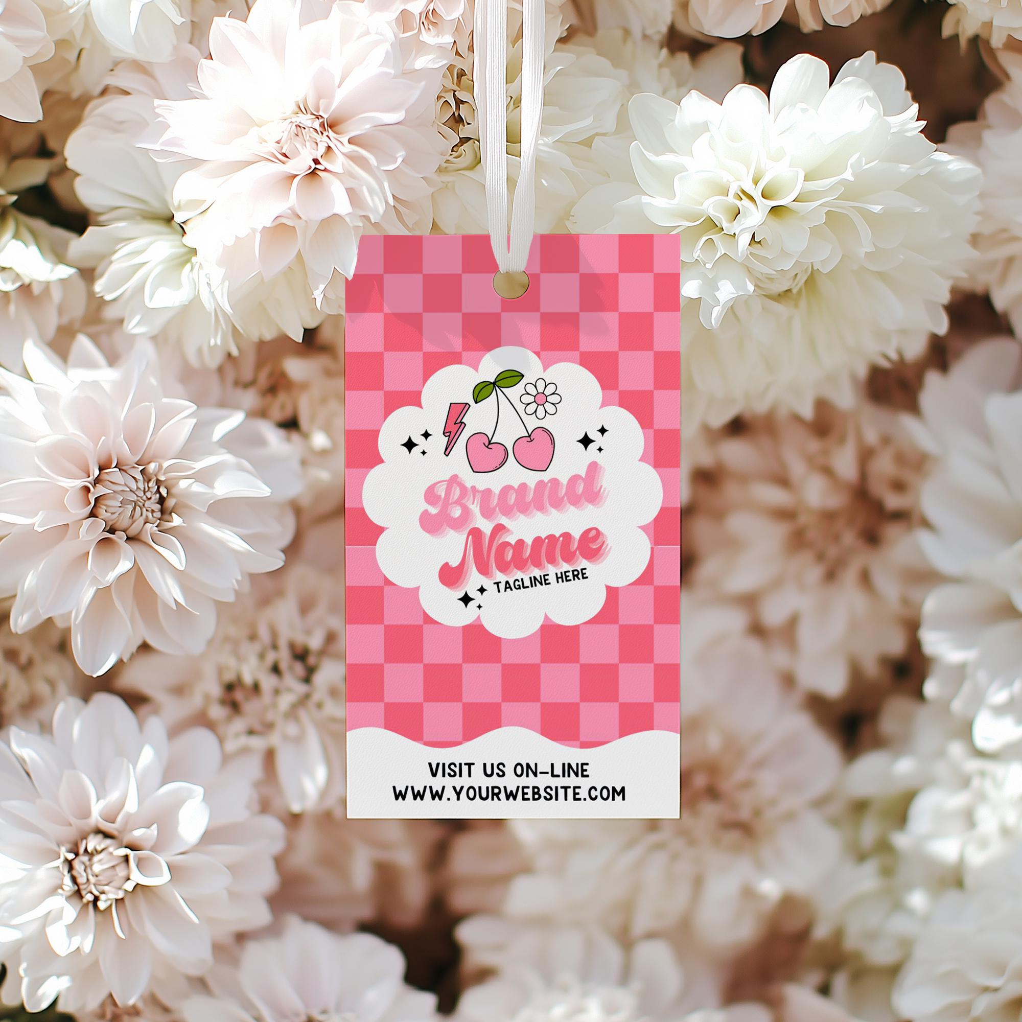 Editable Retro Cherry Hang Tag Canva Template, Printable Boutique ...