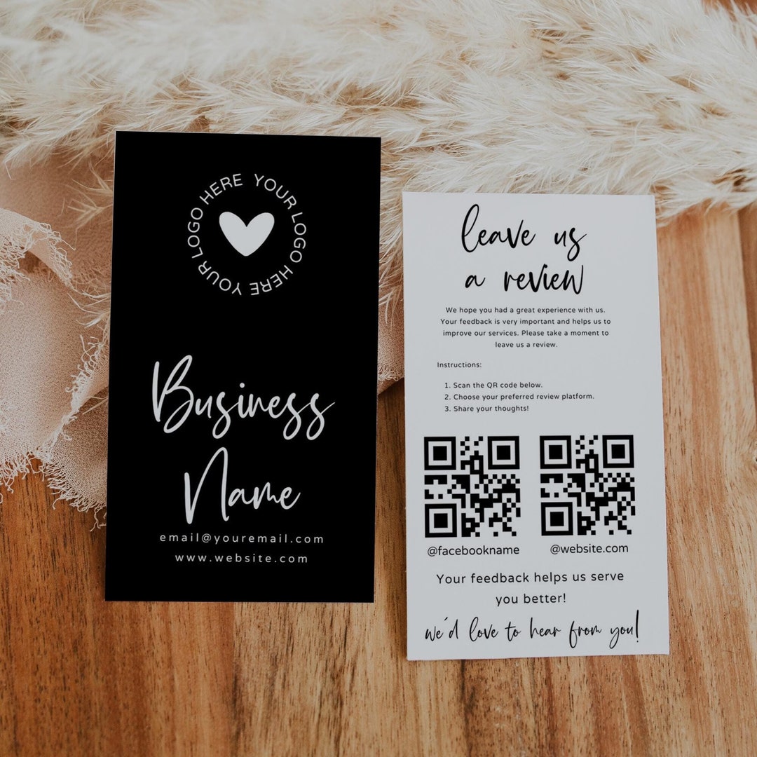 Leave Us A Review QR Code Business Card Canva Template, DIY Google ...