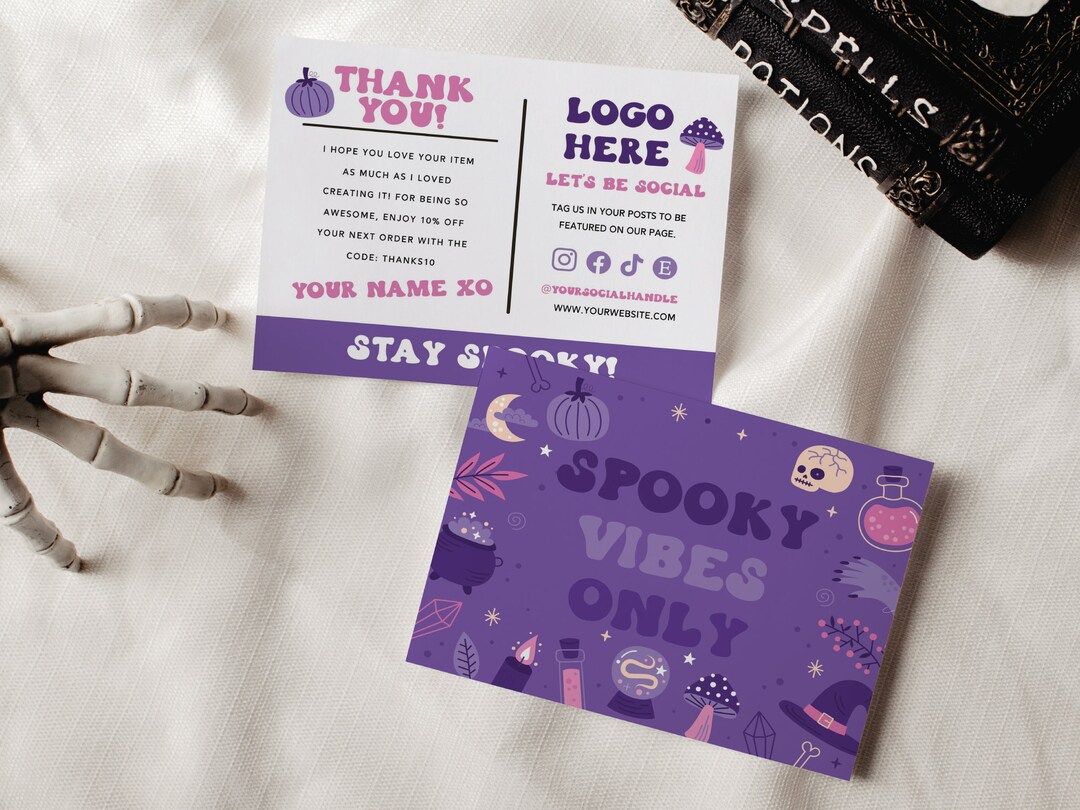 Halloween Business Thank You Card Template, Retro Editable Small ...