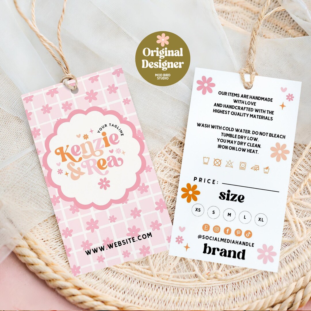 Rainbow Editable Hang Tag Canva Template, Printable Boutique Garment ...