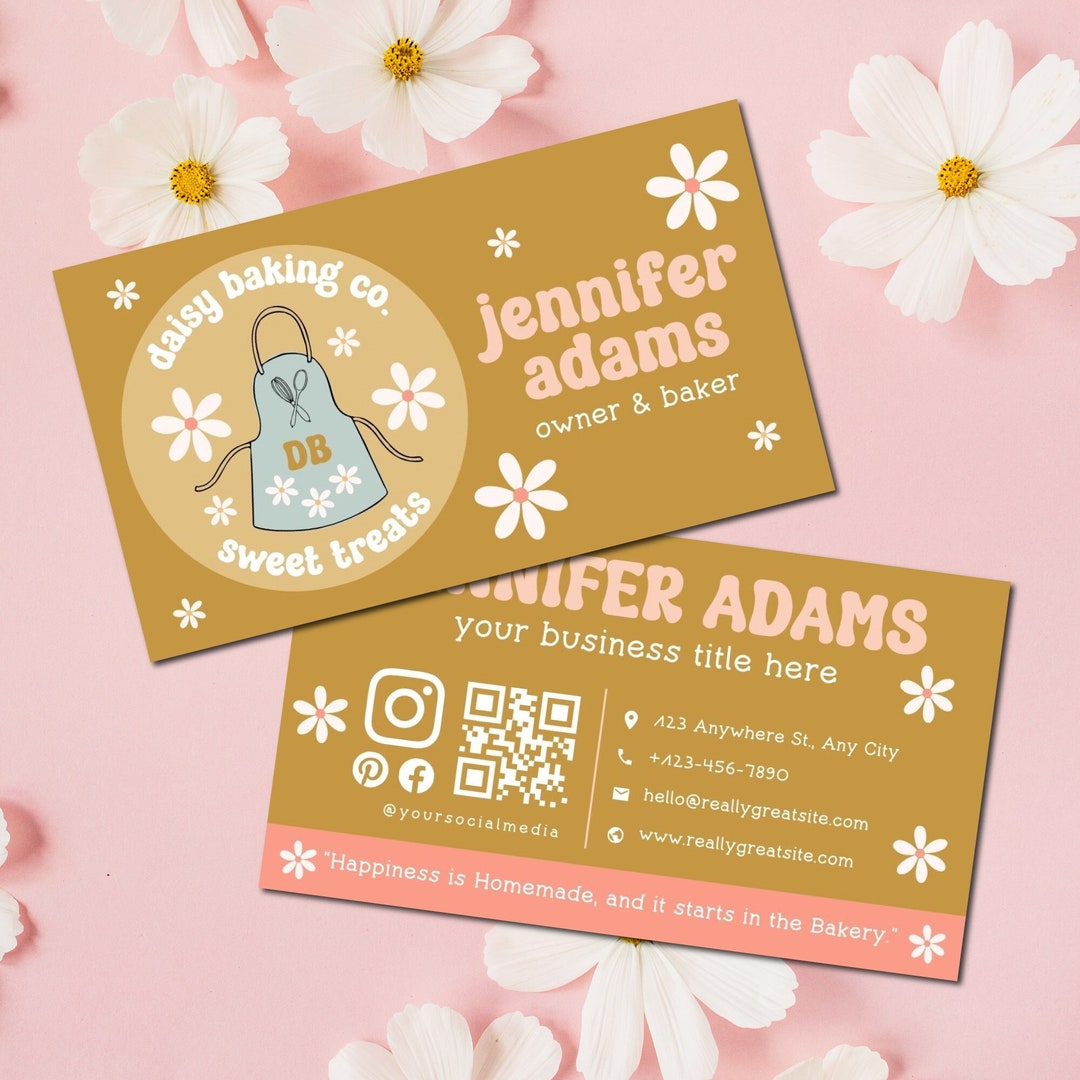 Baking Business Card Template, Printable Bakers Business Card, Bakery ...