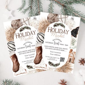 Editable Christmas Holiday Market Canva Template, Christmas Craft Show ...