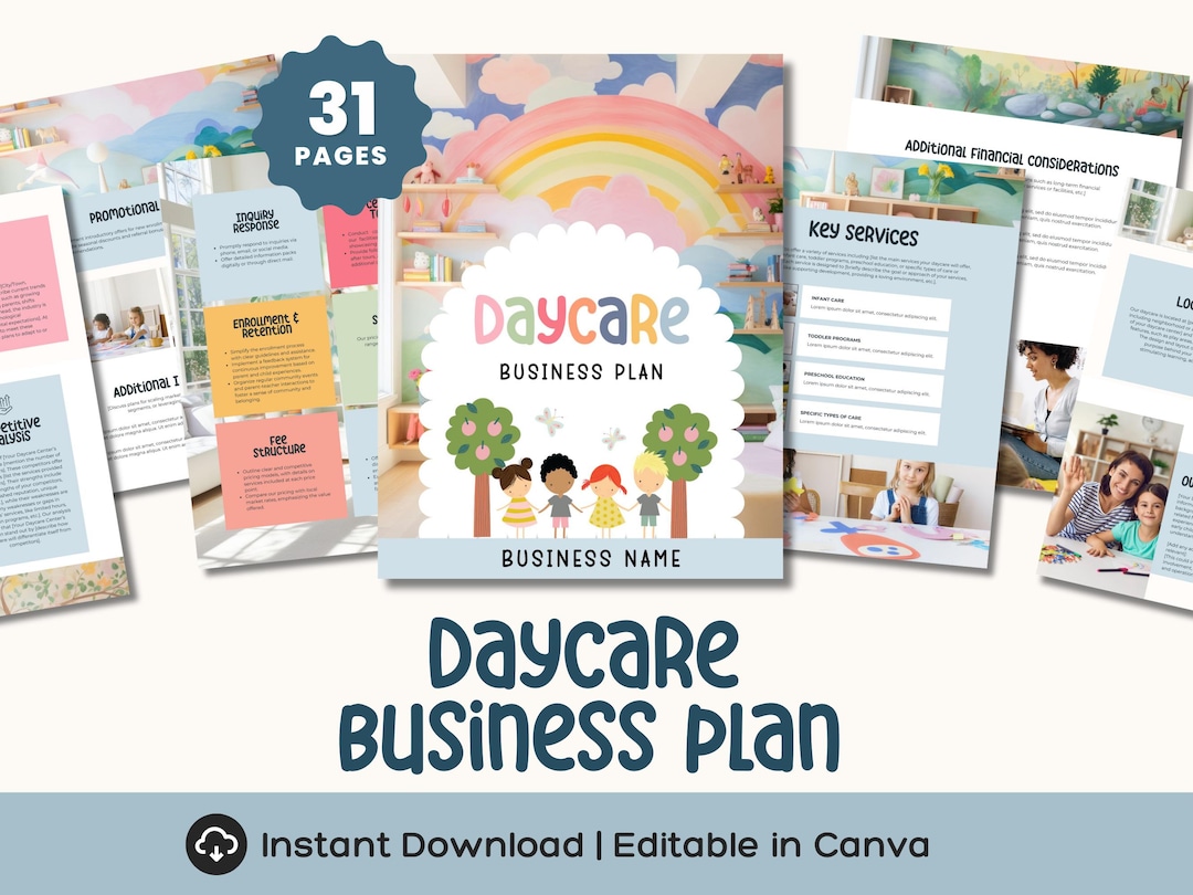 Editable Daycare Business Plan Template, Childcare Startup Strategy ...