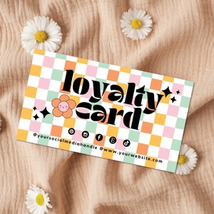 Retro Loyalty Card Template, Editable Customer Punch Card, Rewards Card ...