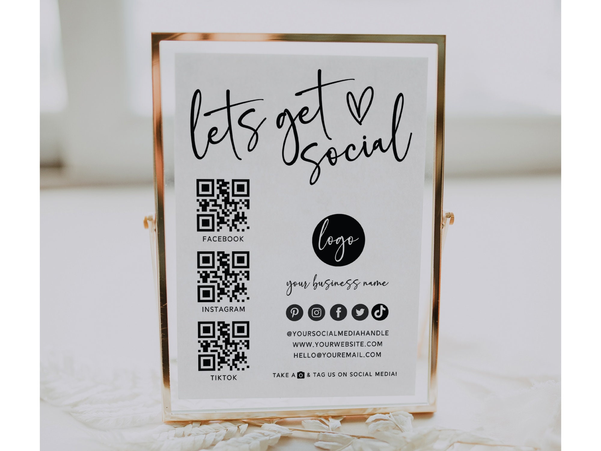 Social Media Sign Template QR Code Sign Editable Small - Etsy Canada