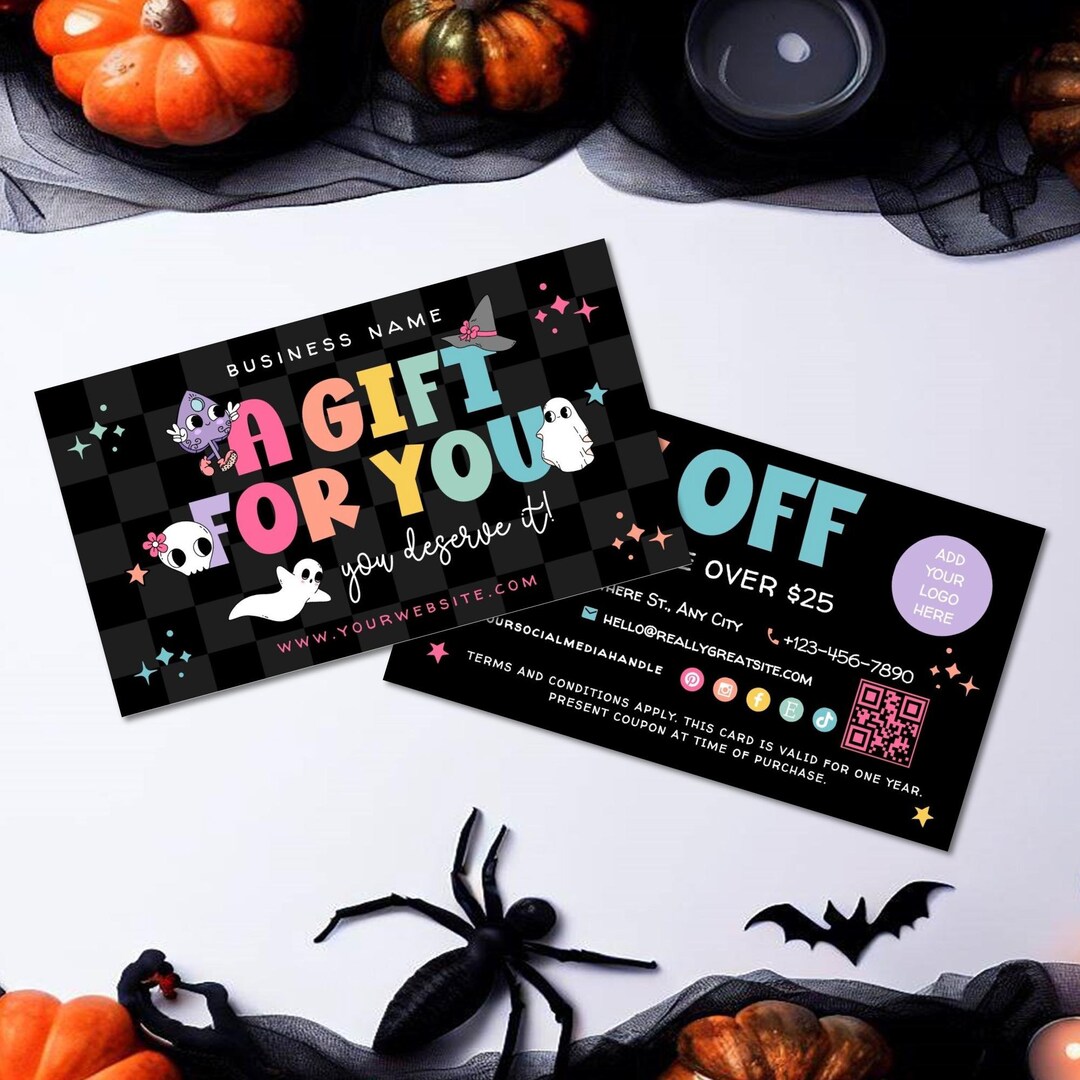 Customizable Pastel Halloween Coupon Card Template, Spooky Gift Voucher ...