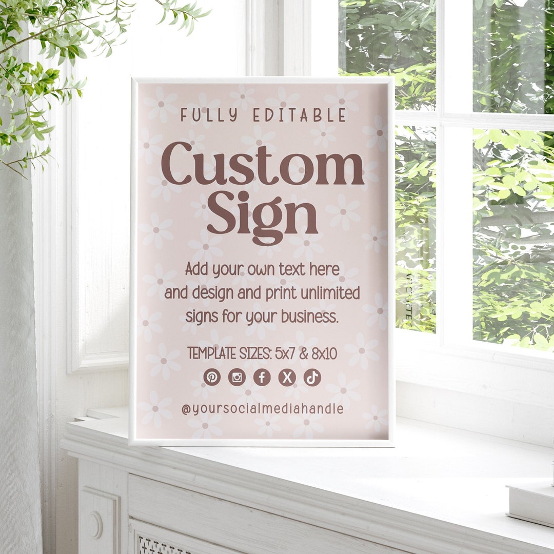 Customizable Sign Template, Minimalist Printable Sign Template, DIY ...