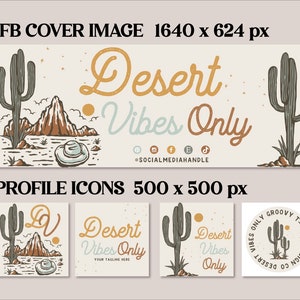 Cactus Facebook Cover Canva Template, Western Facebook Banner, Facebook ...