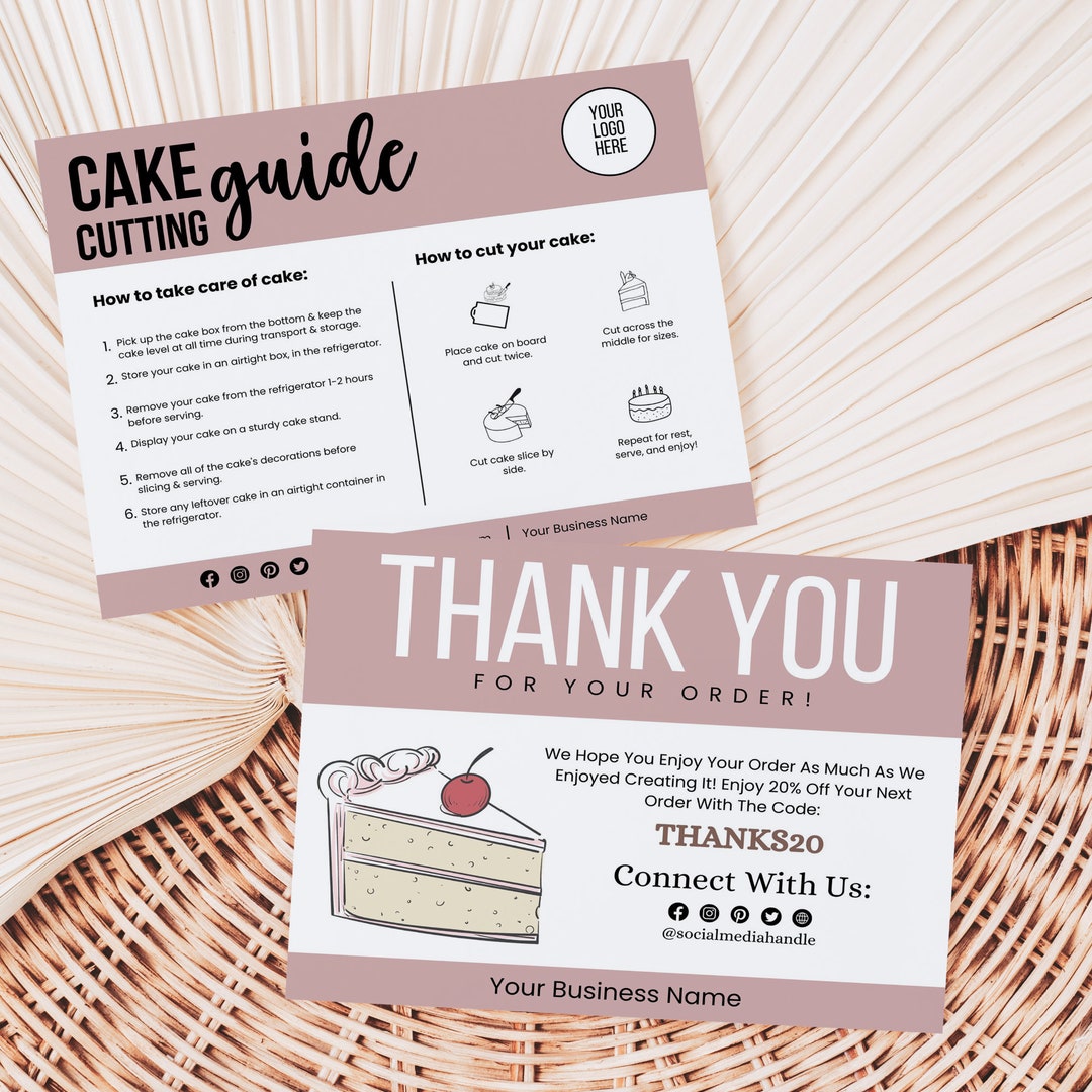 Cake Cutting Guide Card Canva, Editable Cake Cutting Instructions Cards ...