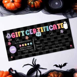 Pastel Halloween Gift Certificate Template, Printable Voucher, Spooky ...