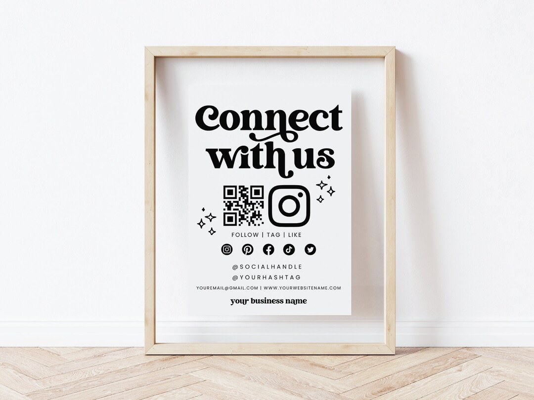 Retro Social Media Sign Template, DIY Follow Us on Social Media, Retro ...