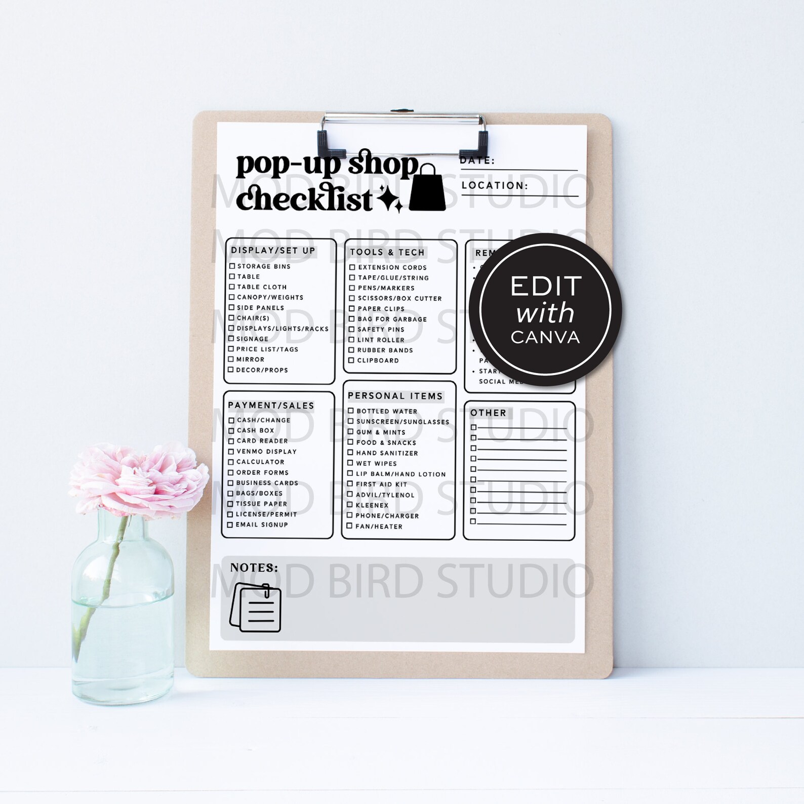 Pop-up Shop Checklist Canva Template, Checklist for Vendor Booth, Craft ...