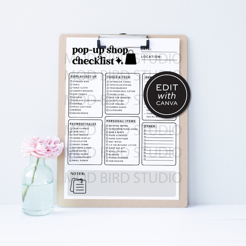 Pop-up Shop Checklist Canva Template, Checklist for Vendor Booth, Craft ...