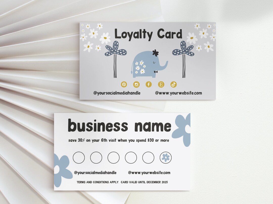 Loyalty Card Template, Modern Customer Punch Card, Editable Rewards ...