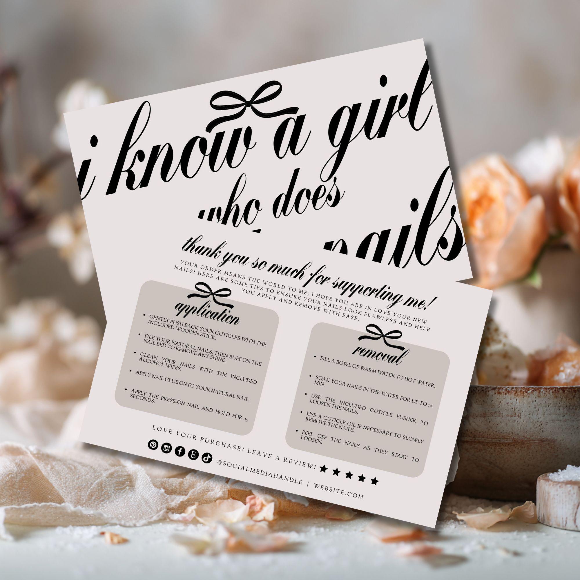 Editable Press on Nail Display Card Template, Aesthetic False Nail ...