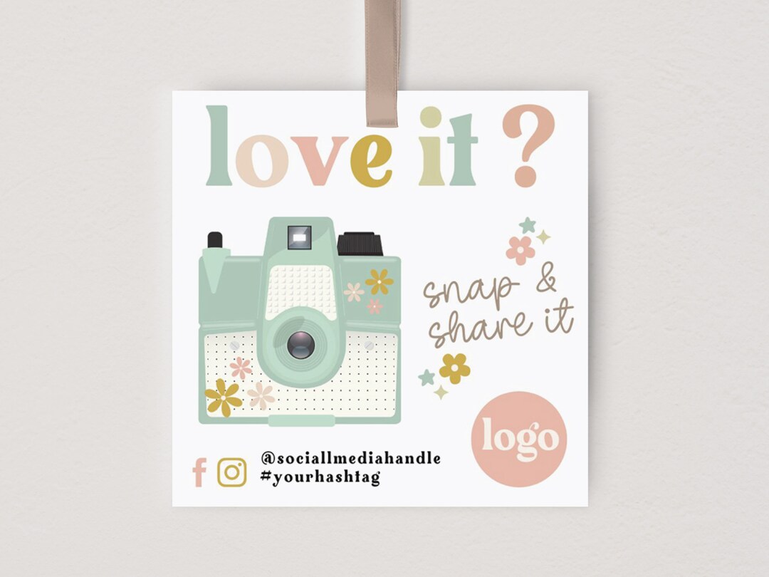 Retro Snap and Share Card Template, Social Media Card Template, DIY ...