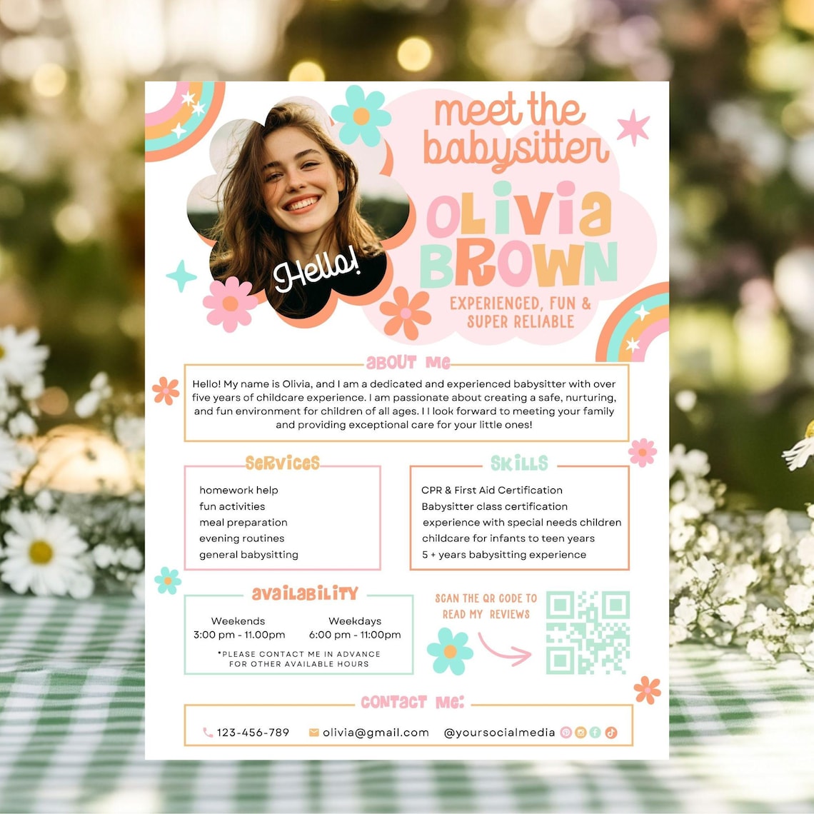 Babysitter Editable Business Canva Flyer, Printable Community Caretaker ...