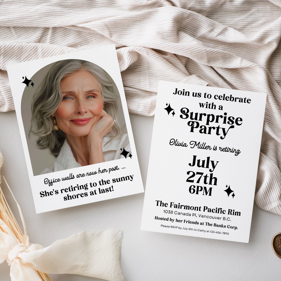 Printable Modern Retirement Celebration Invitation Canva Template, DIY ...