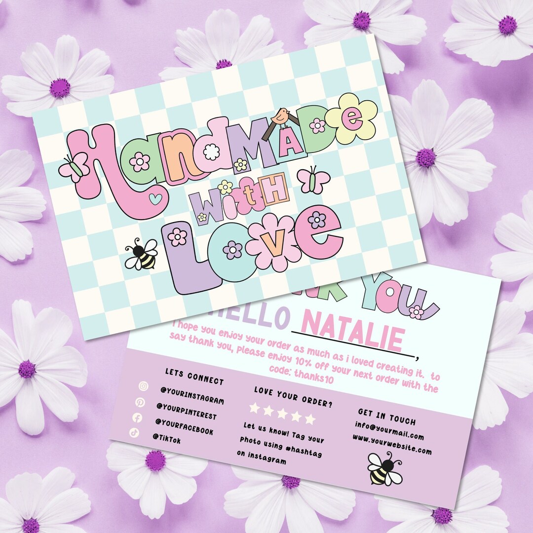 DIY Thank You Card Template, Canva Editable Handmade With Love ...
