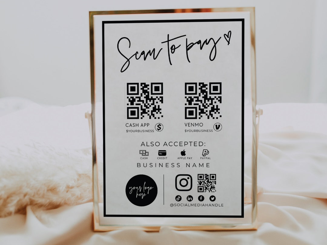 Qr Code Sign Template | Instant Download | Let's Connect on Social ...