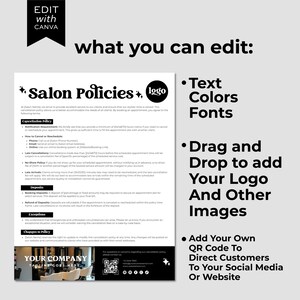 Editable Salon Policies Form Canva Template, Printable Nail Hair Beauty ...