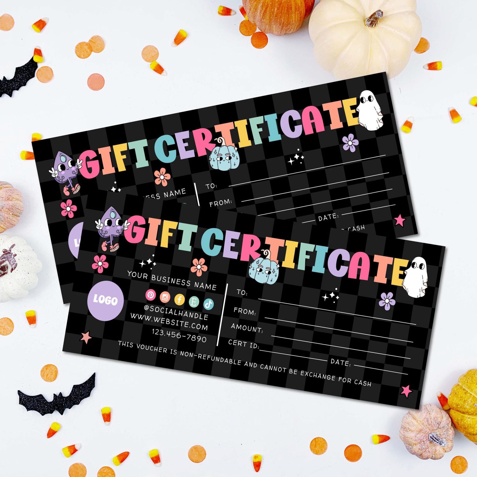 Pastel Halloween Gift Certificate Template, Printable Voucher, Spooky ...