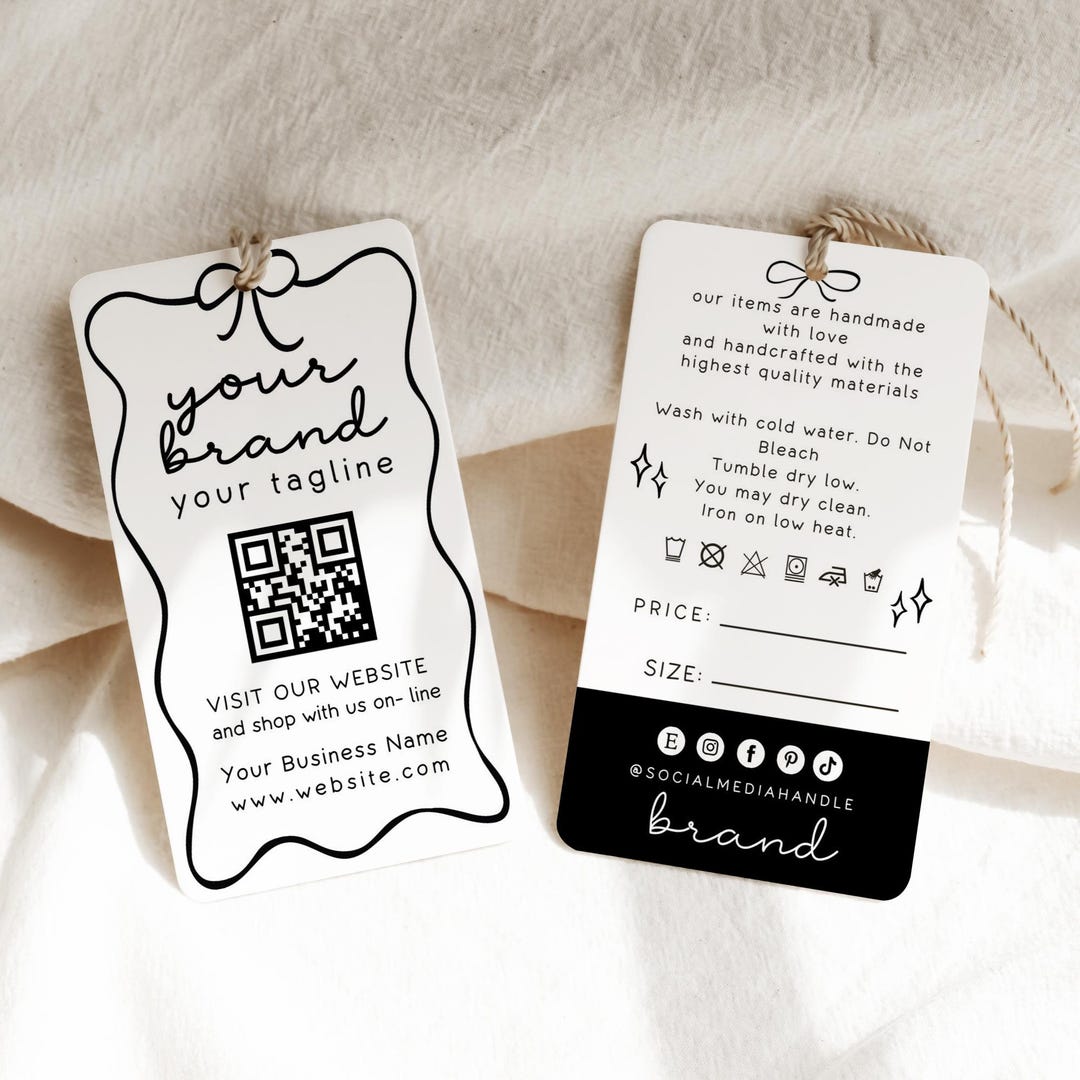 Elegant Coquette Bow Price Tag Canva Template, Custom Clothing Hang Tag ...