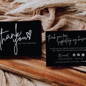 Business Thank You Card Template, Modern Printable Thanks for Your ...