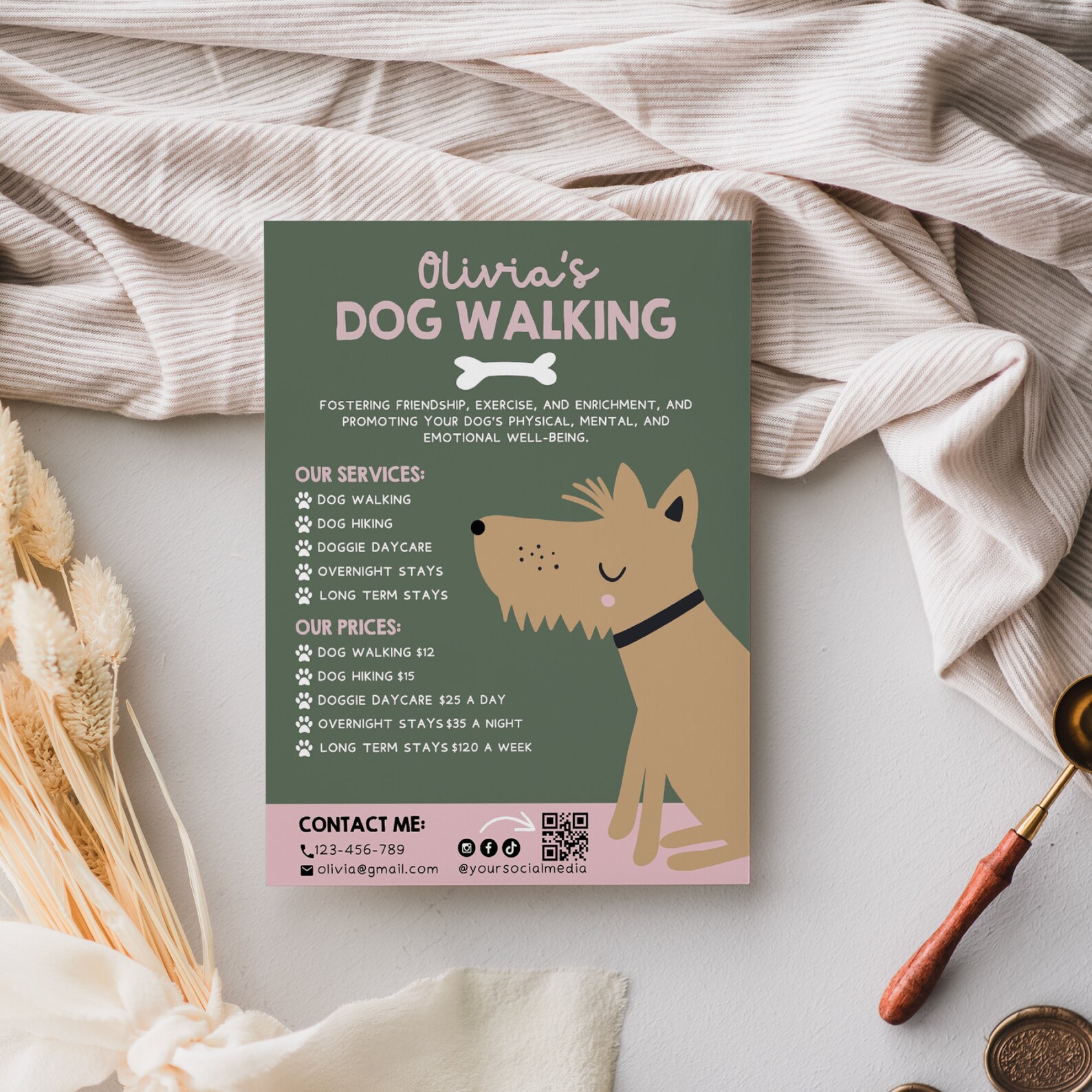 Professional Dog Walking Flyer Canva, Dog Sitter Flyer, DIY Pet Care ...