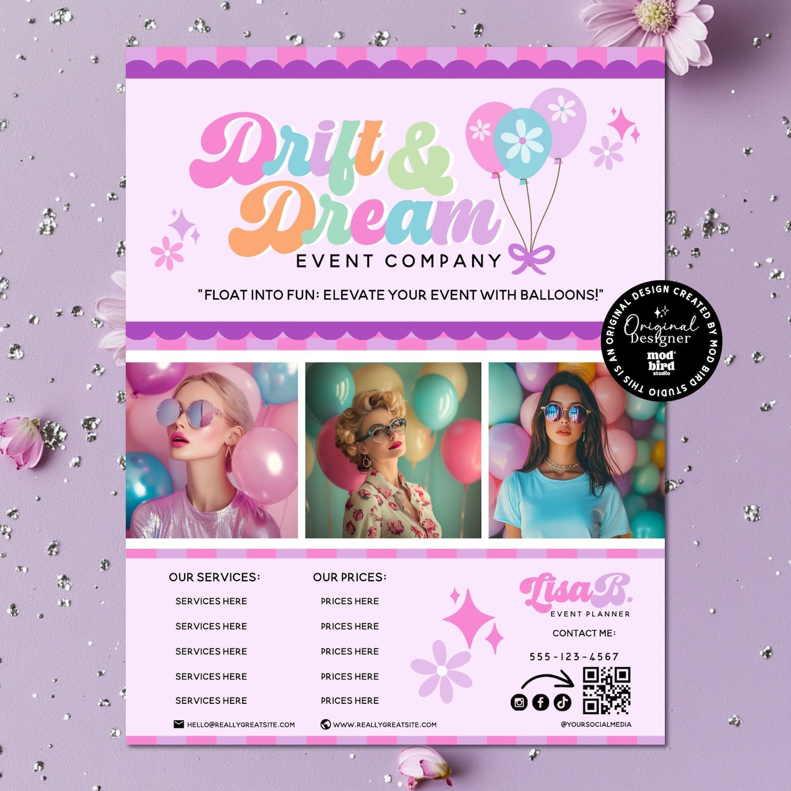 Professional Event Planner Flyer Canva, Balloon Business Flyer, DIY ...