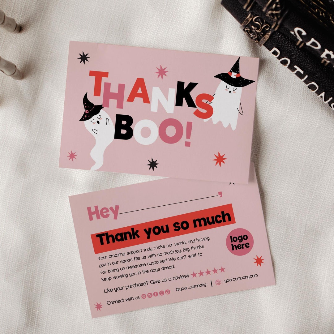 Halloween Ghost Thanks Boo Business Thank You Card Canva Template ...