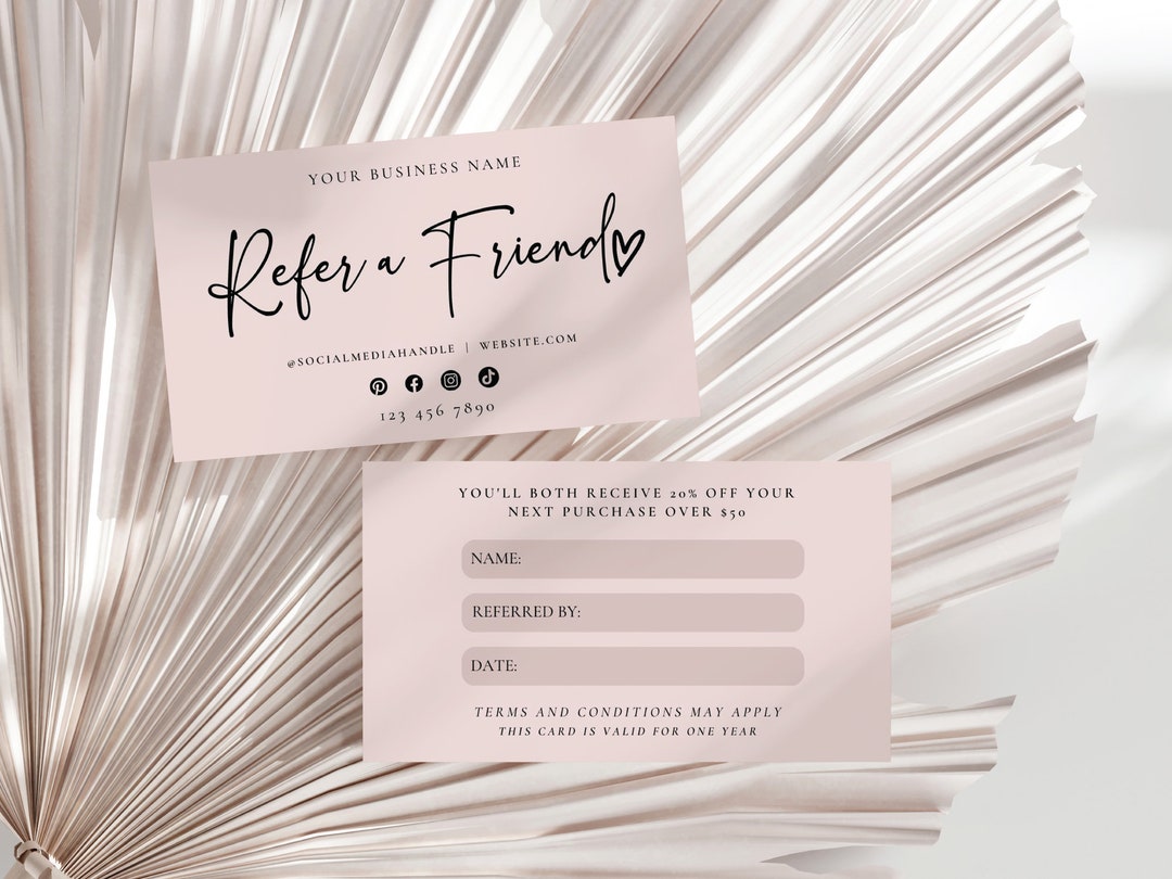 Refer A Friend Business Card Template, Printable Referral Discount Card ...