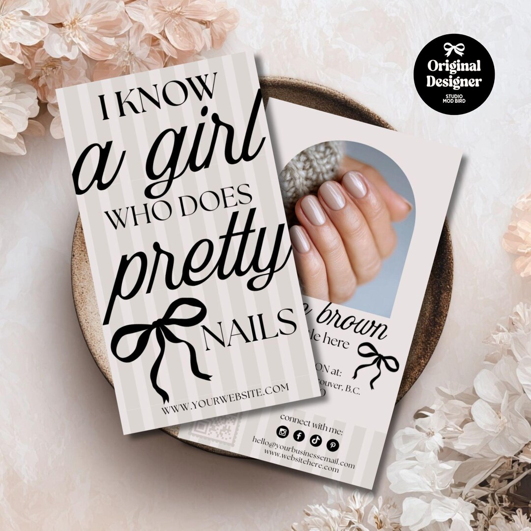 Luxury Nail Stylist Business Card Template, Elegant Nail Artist ...