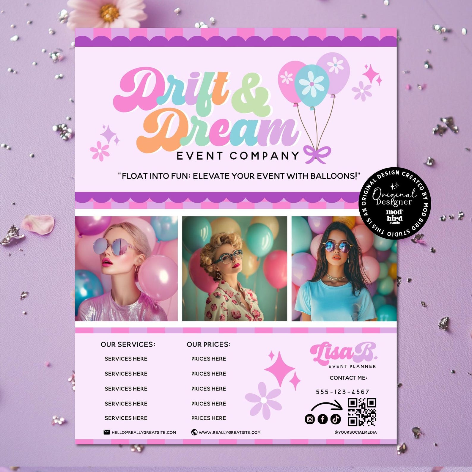 Professional Event Planner Flyer Canva, Balloon Business Flyer, DIY ...