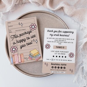 Editable Library Card Customer Thank You, Trendy Book Lovers Business ...