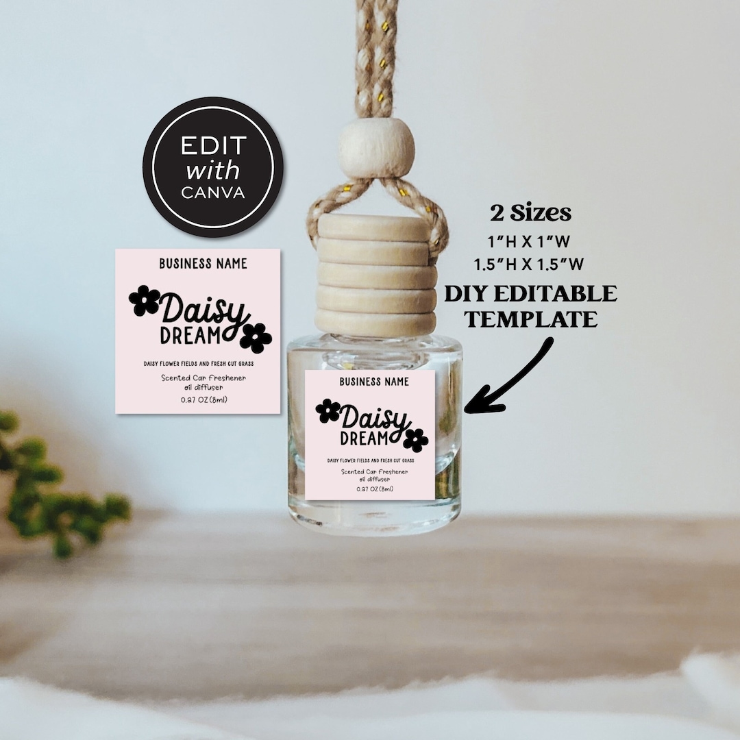 Diy Diffuser Oil Air Freshener Label, Car Diffuser Label Canva Template ...