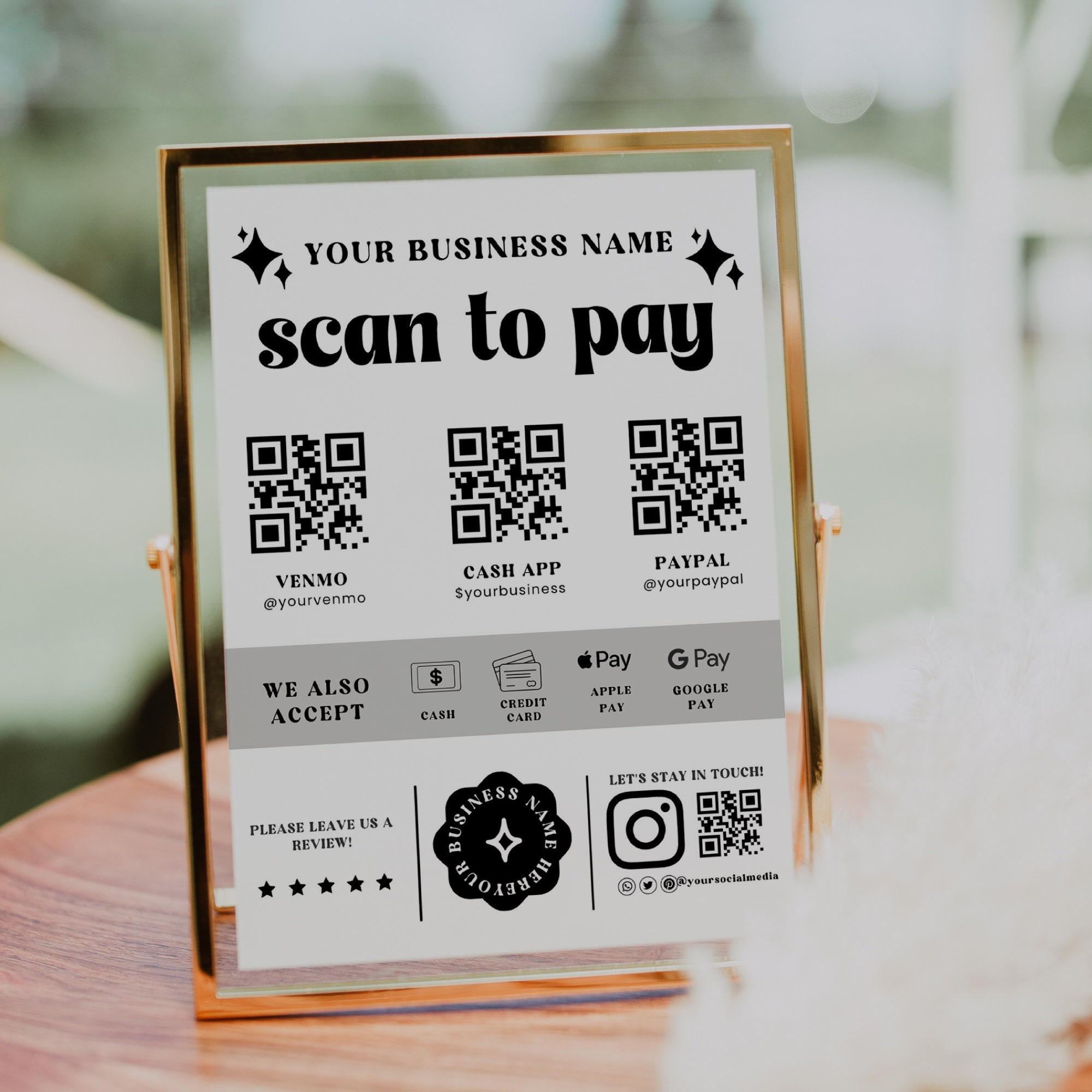 Retro Scan to Pay Sign & Price List Template, QR Code Sign, Printable ...