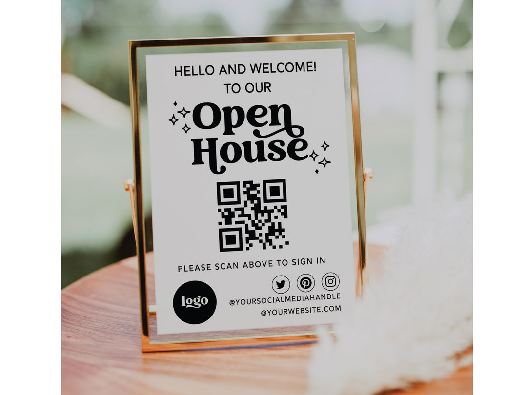 Open House Sign in Sheet With QR Code Template, Printable Sign for ...