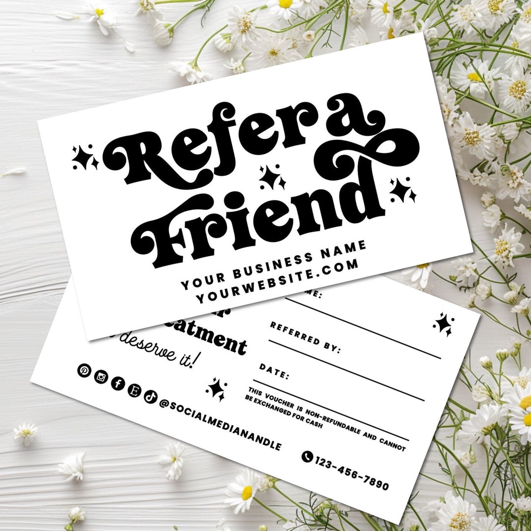 Referral Card Template, Refer a Friend Template, Client Referral Card ...