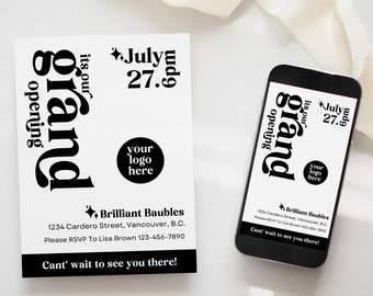Trendy Grand Opening Business Invitation Template, DIY Modern Special ...