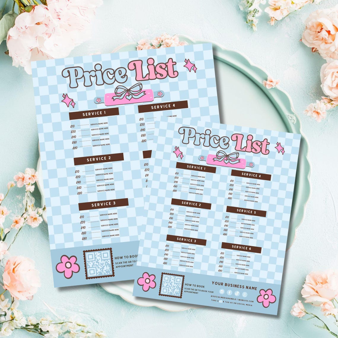 Personalized Coquette Bakery Price List, Editable Menu Flyer Canva ...